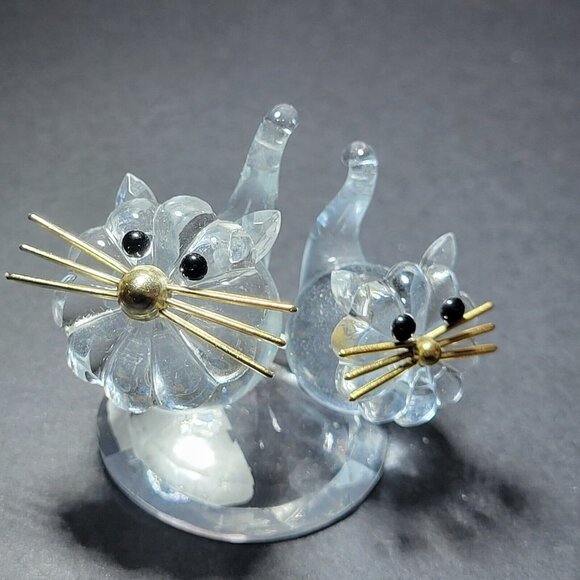Accents | Crystal Glass Cats With Gold Metal Whiskers Bohemia | Poshmark